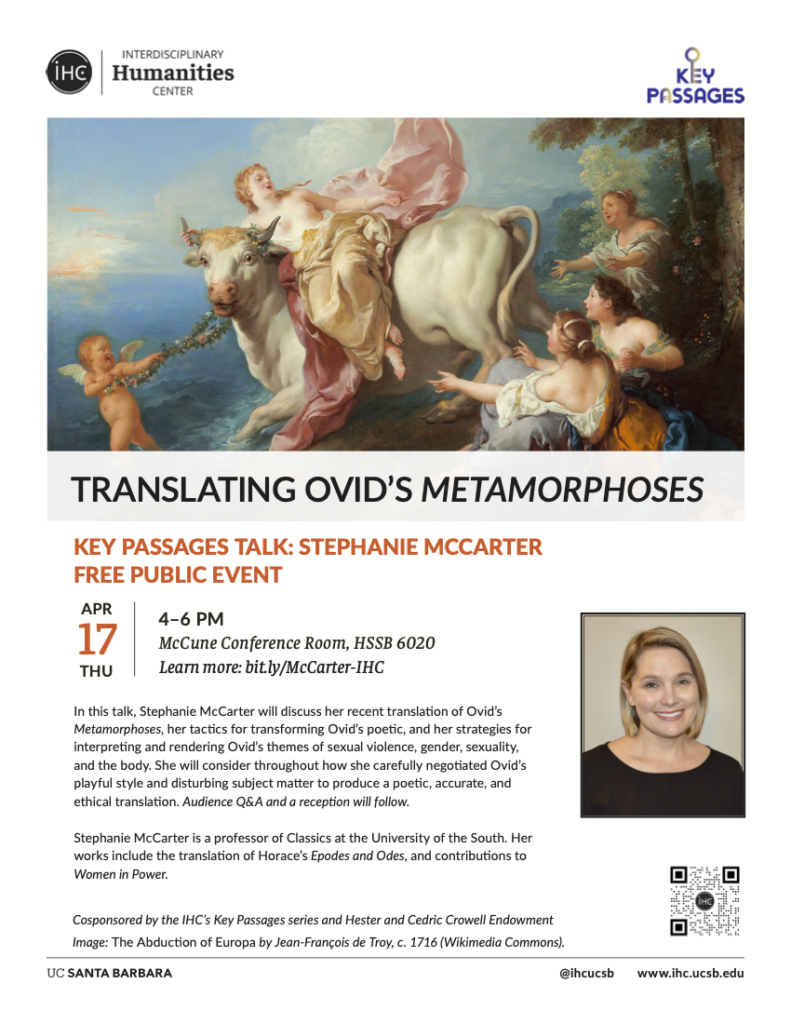 Stephanie McCarter (The University of the South), “Translating Ovid’s ...